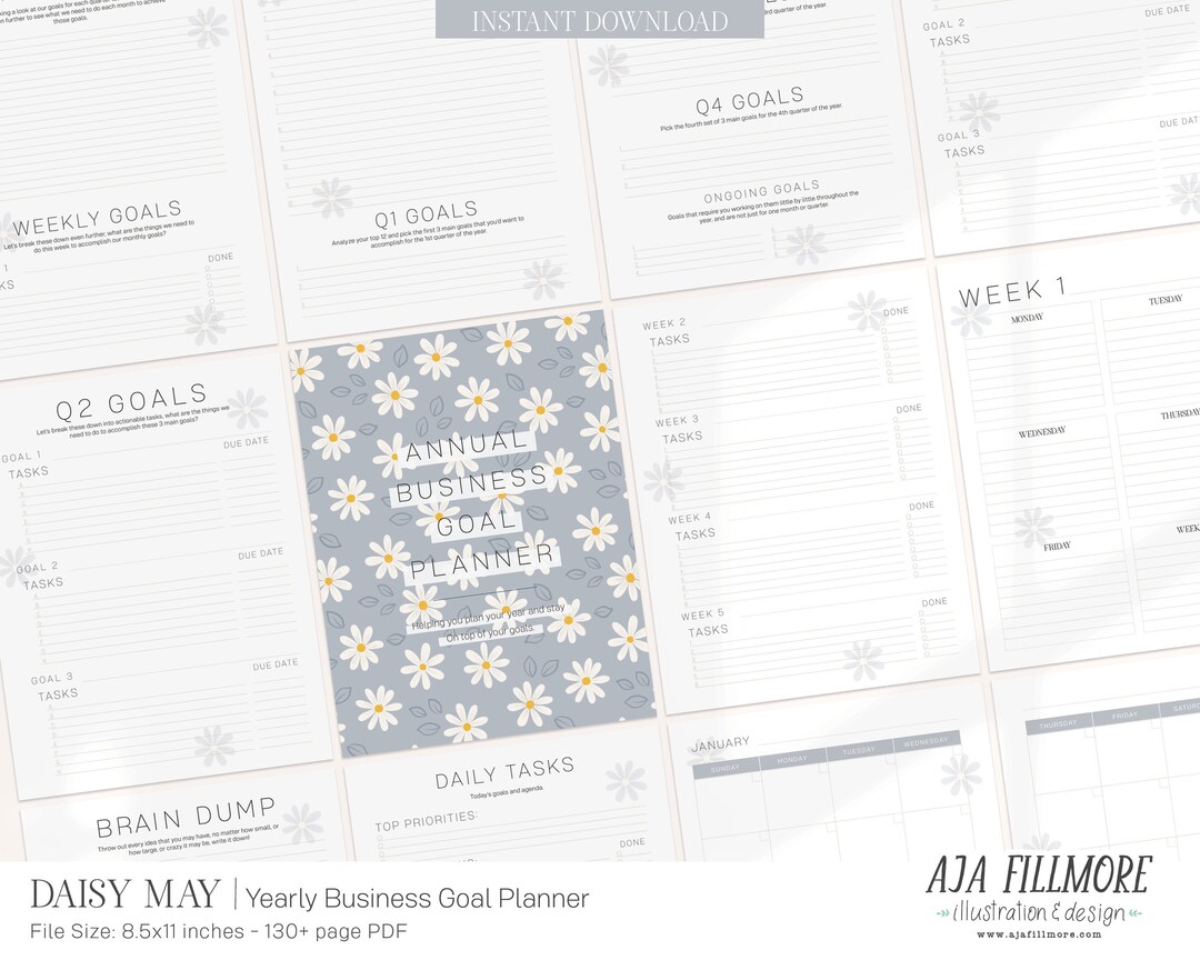 Business Planner | Yearly Business Goals Planner, Goal Setting ...