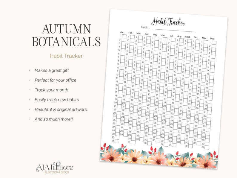 Habit Tracker Printable, 2024 Routine Tracker, Yearly Habit Challenge ...