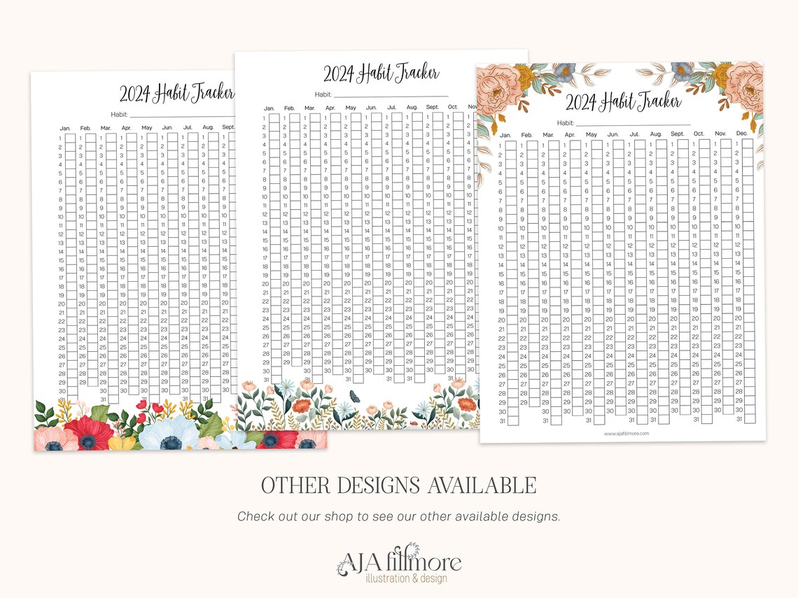 Habit Tracker Printable, 2024 Routine Tracker, Yearly Habit Challenge ...
