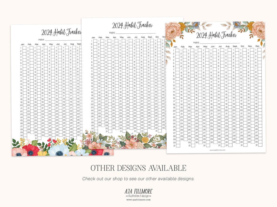 Habit Tracker Printable, 2024 Routine Tracker, Yearly Habit Challenge ...