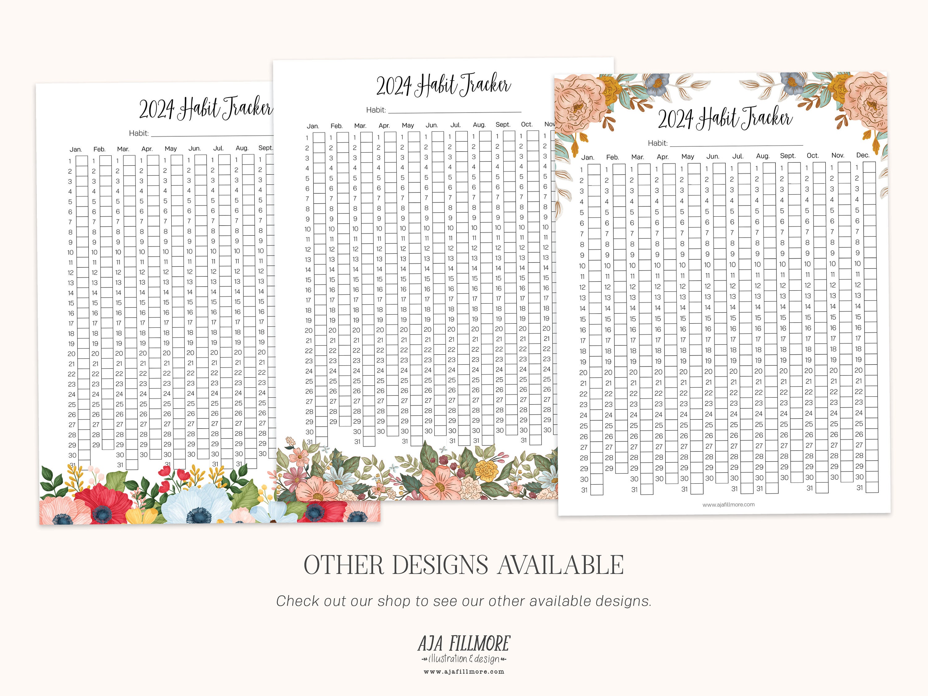 Habit Tracker Printable, 2024 Routine Tracker, Yearly Habit Challenge ...