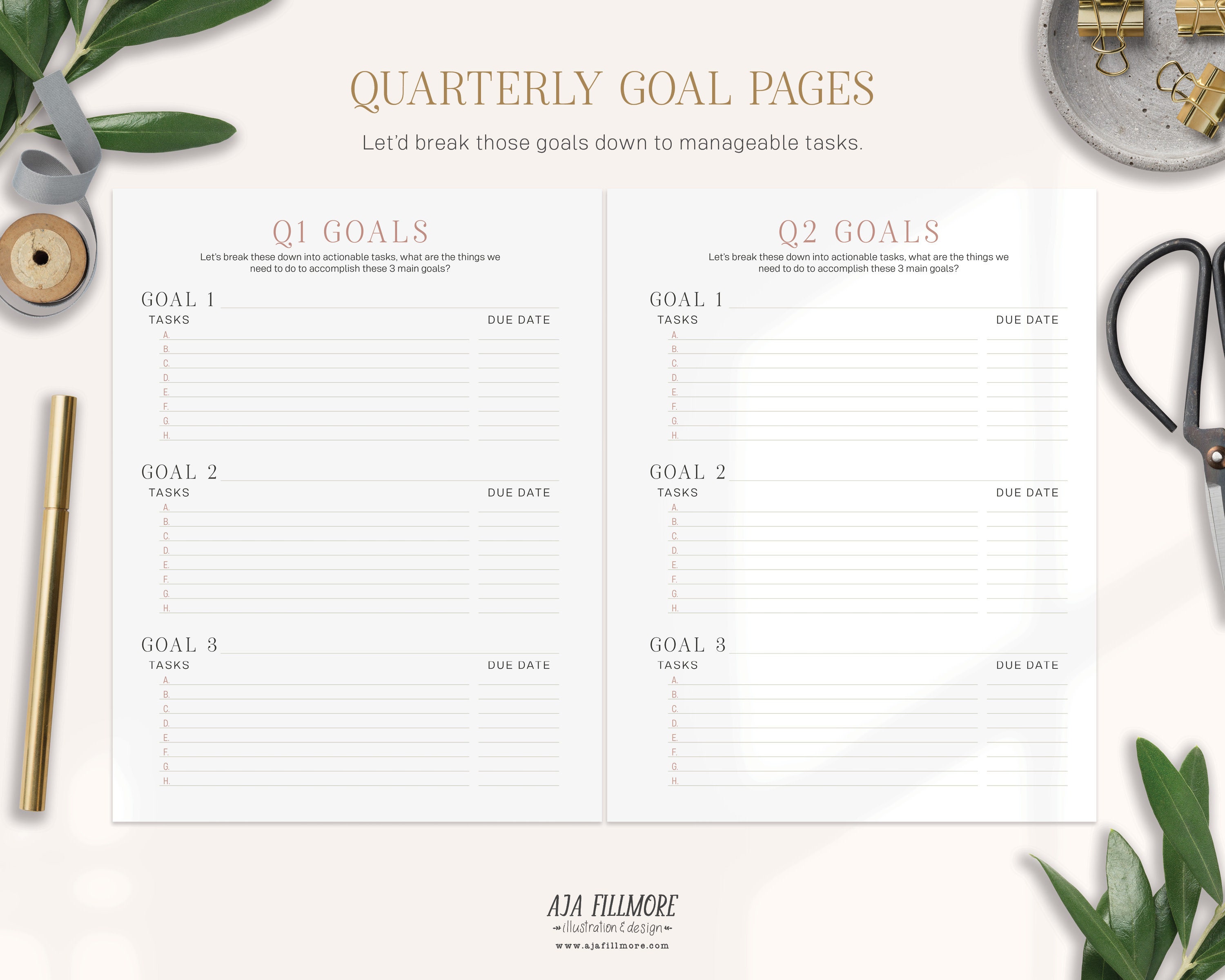 Business Planner | Yearly Business Goals Planner, Goal Setting ...