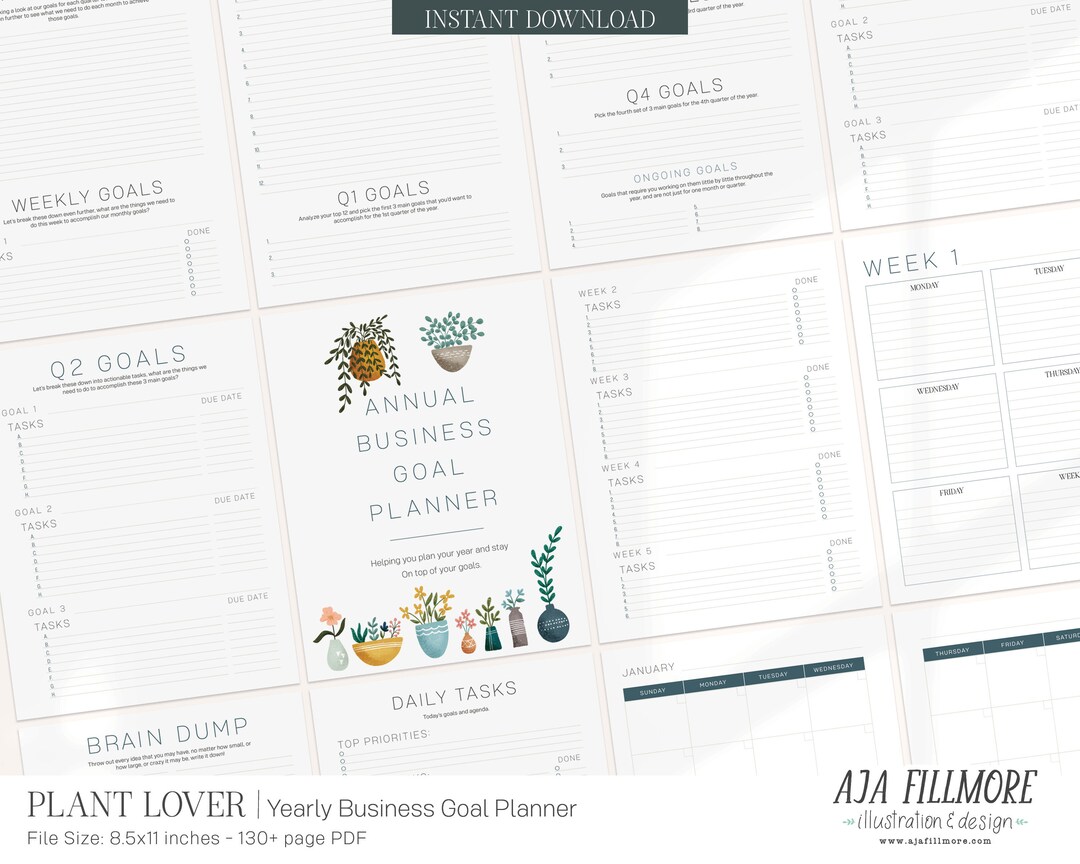 Business Planner Yearly Business Goals Planner, Goal Setting, Business ...