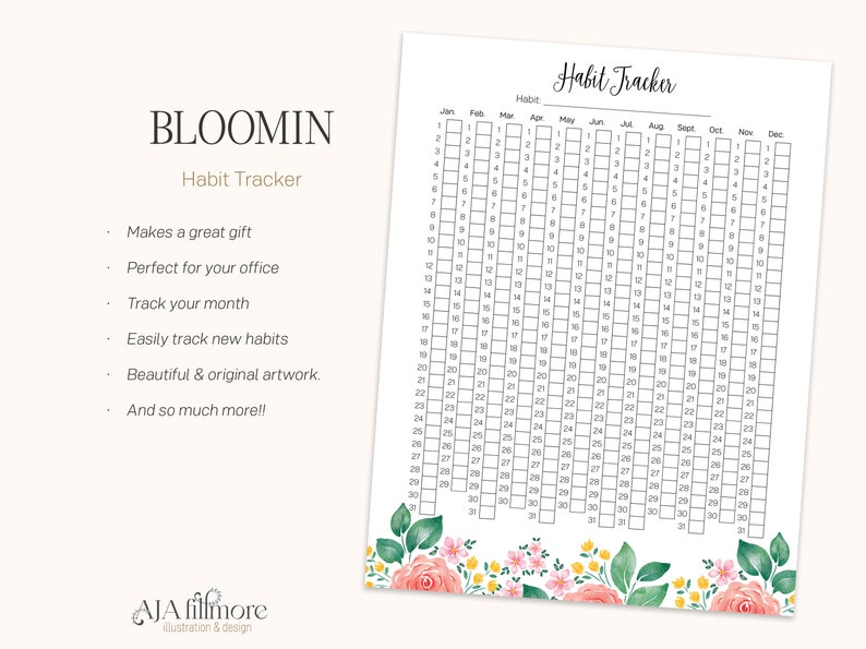 Habit Tracker Printable, 2024 Routine Tracker, Yearly Habit Challenge, Yearly Goal Tracker ...