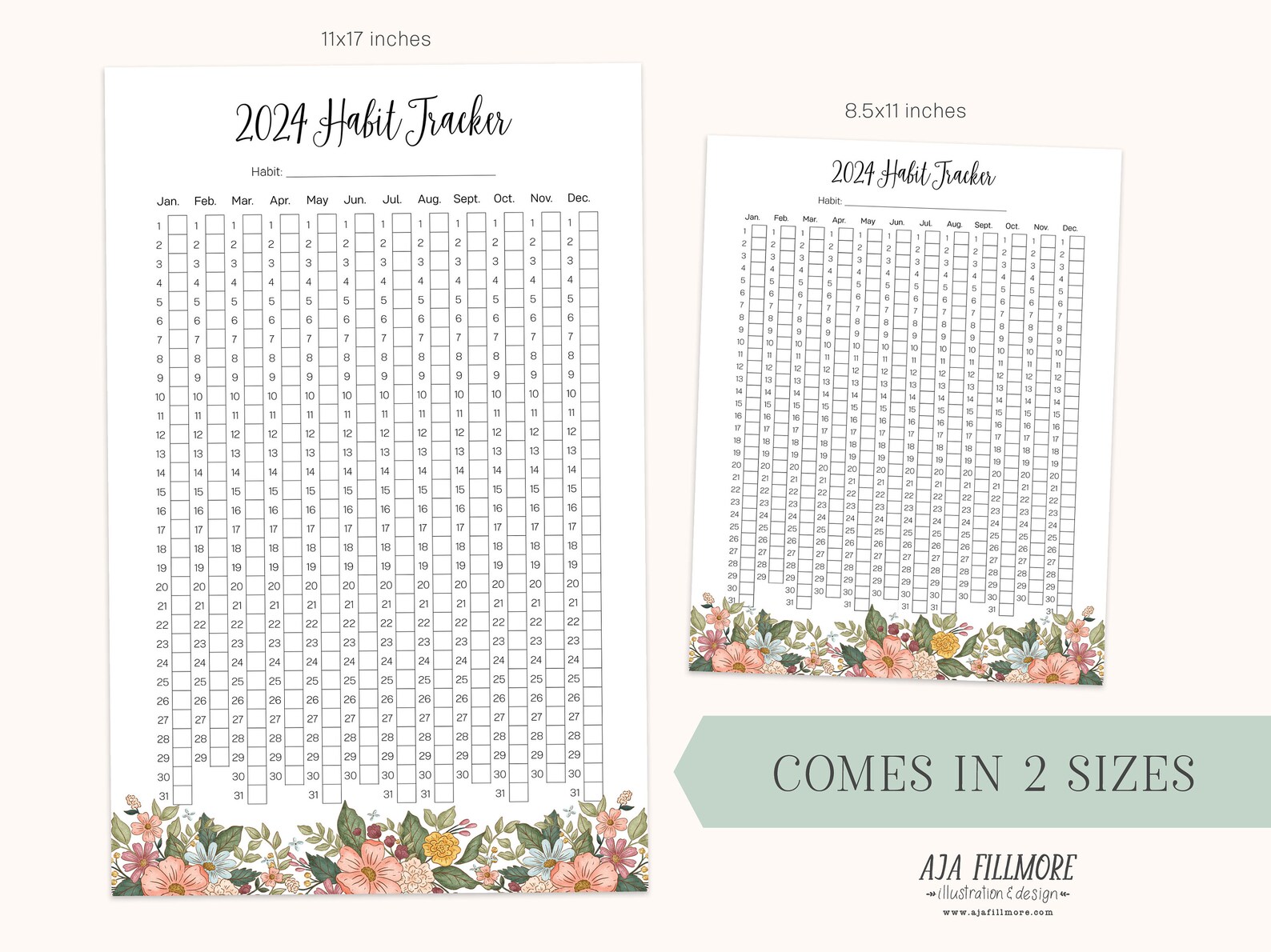 Habit Tracker Printable, 2024 Routine Tracker, Yearly Habit Challenge ...