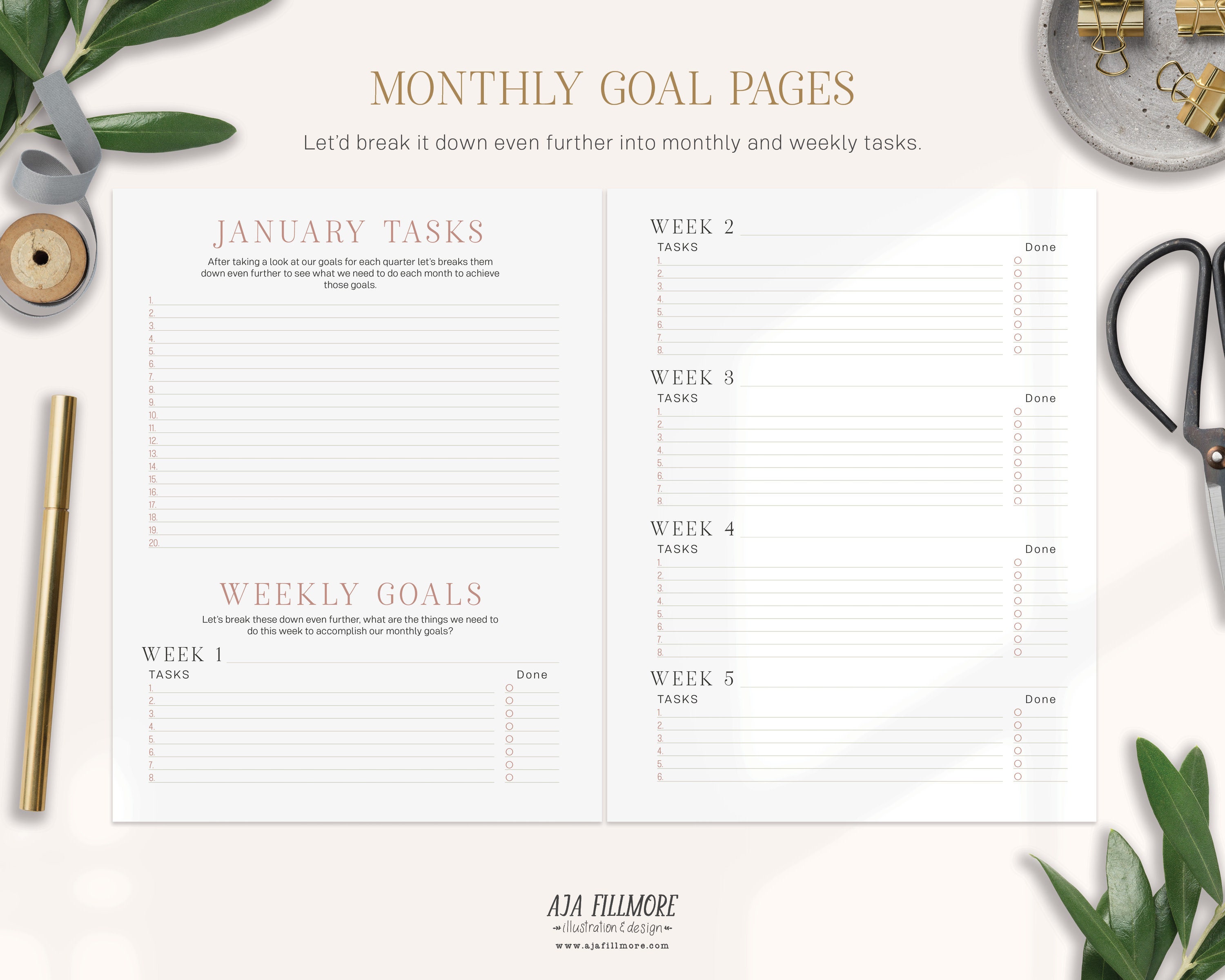 Business Planner | Yearly Business Goals Planner, Goal Setting ...