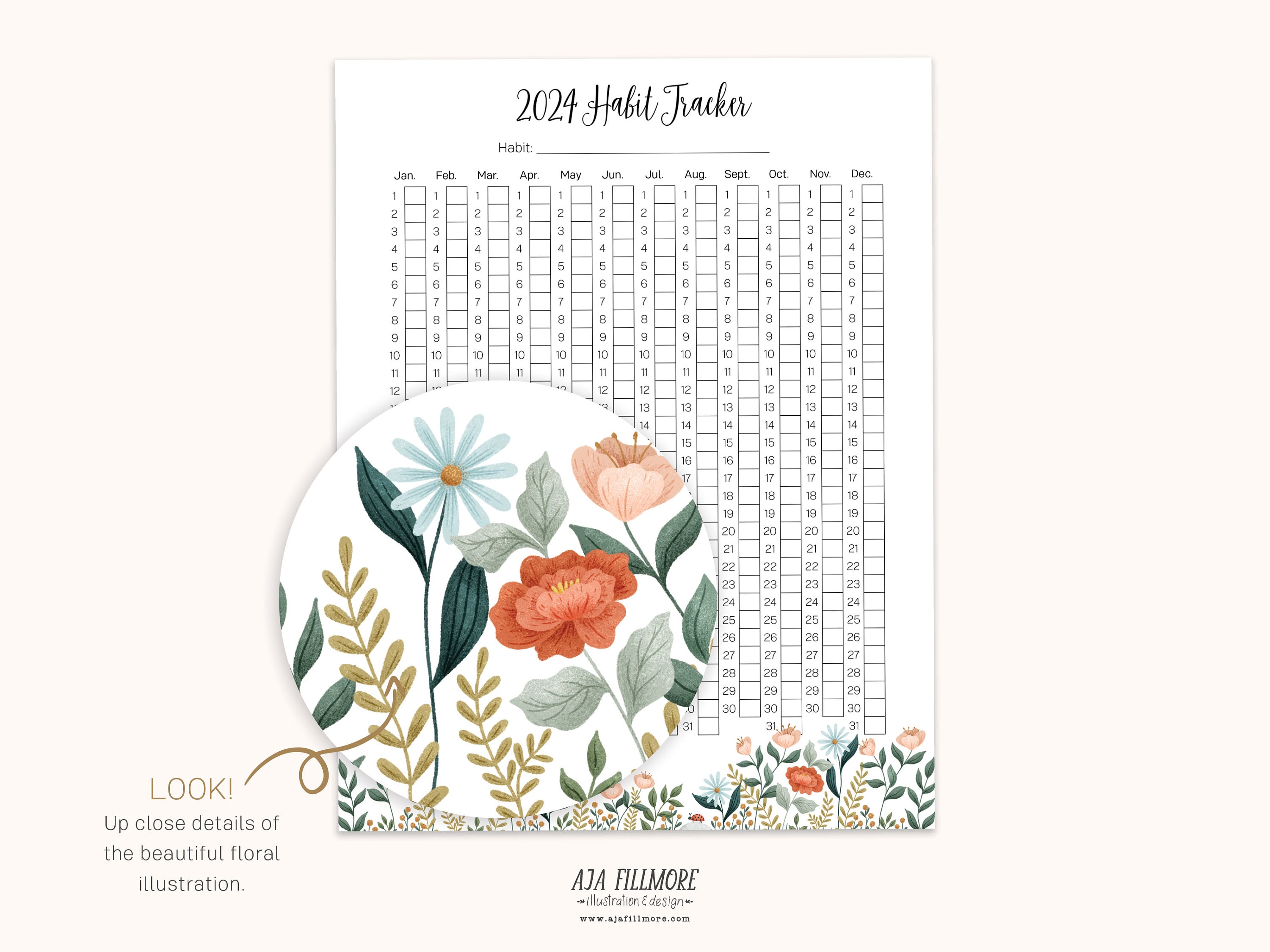 Habit Tracker Printable, 2024 Routine Tracker, Yearly Habit Challenge ...