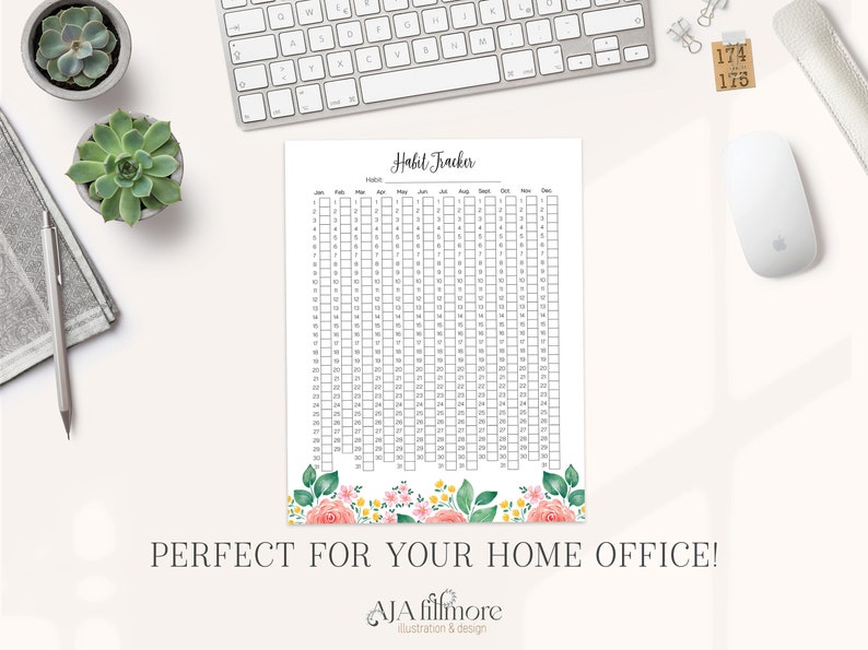 Habit Tracker Printable, 2024 Routine Tracker, Yearly Habit Challenge ...