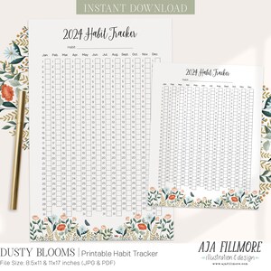 Habit Tracker Printable, 2024 Routine Tracker, Yearly Habit Challenge ...