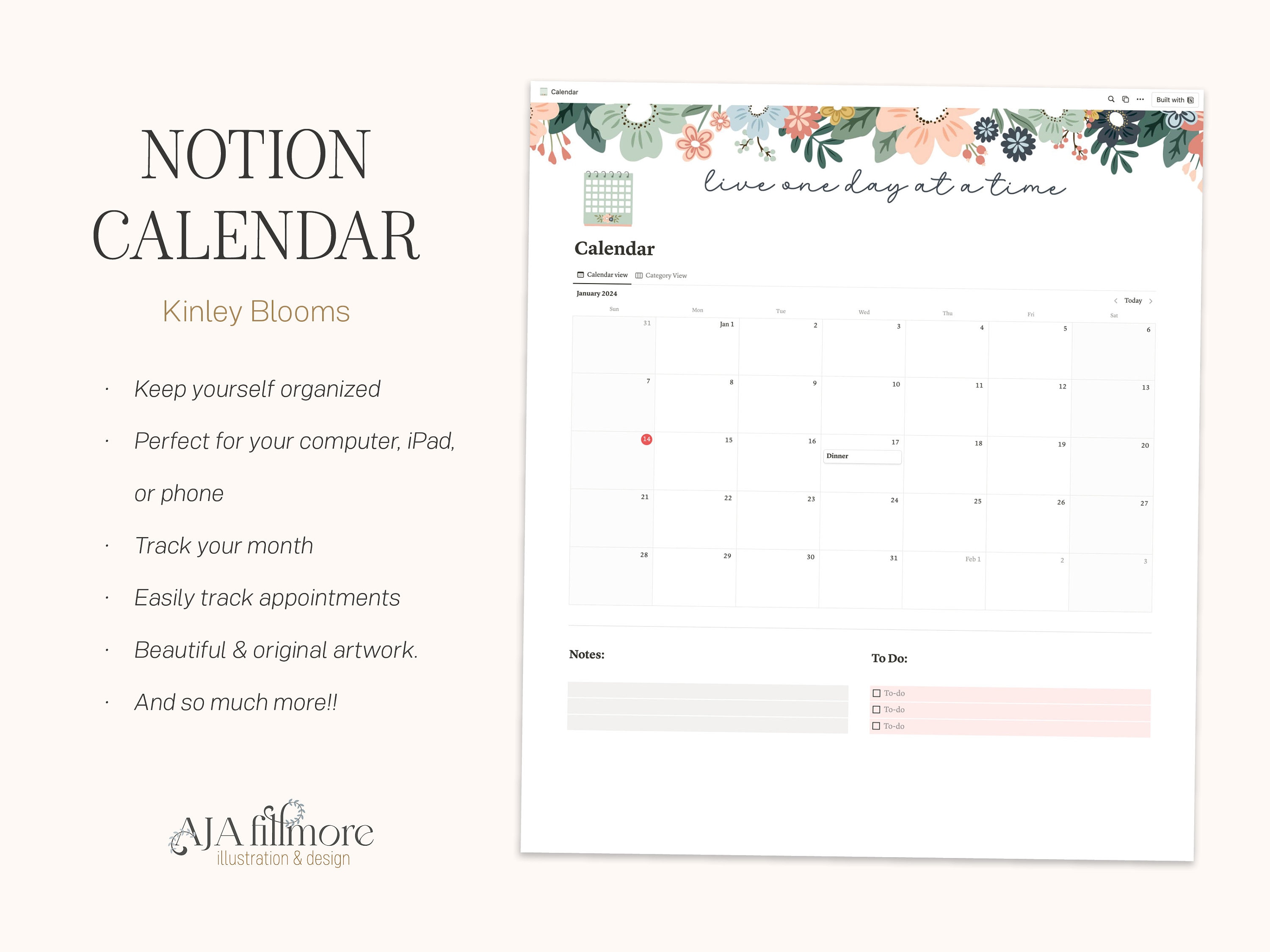 Notion Calendar Template, Notion Calendar, Notion Planner, Digital ...