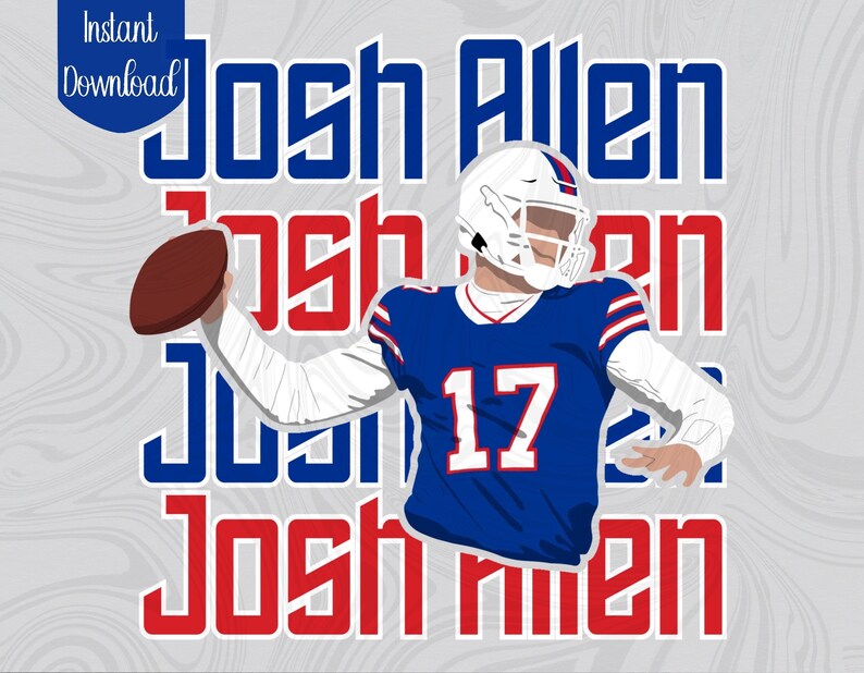Josh Allen Clipart: Buffalo Football PNG, Shirt Design (digital ...