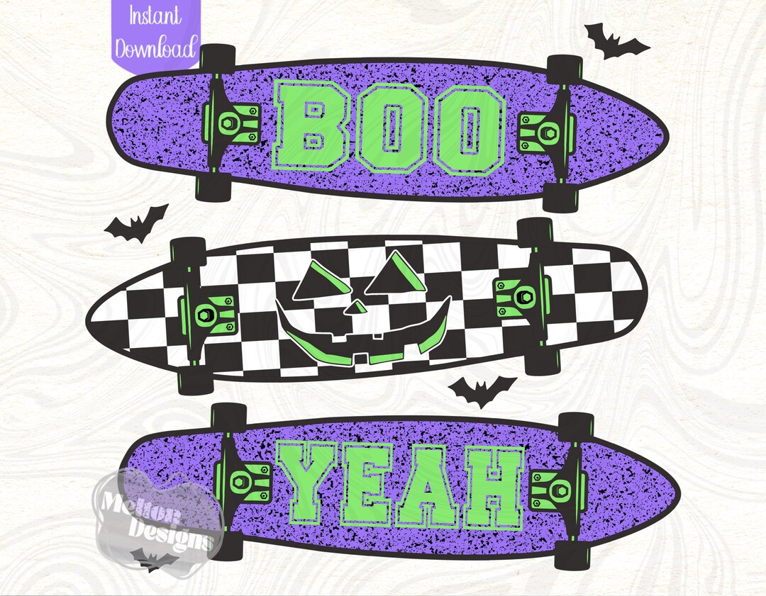 Boo Yeah PNG, Halloween Skateboard, Bat Png, Spooky Ghost Sublimation ...