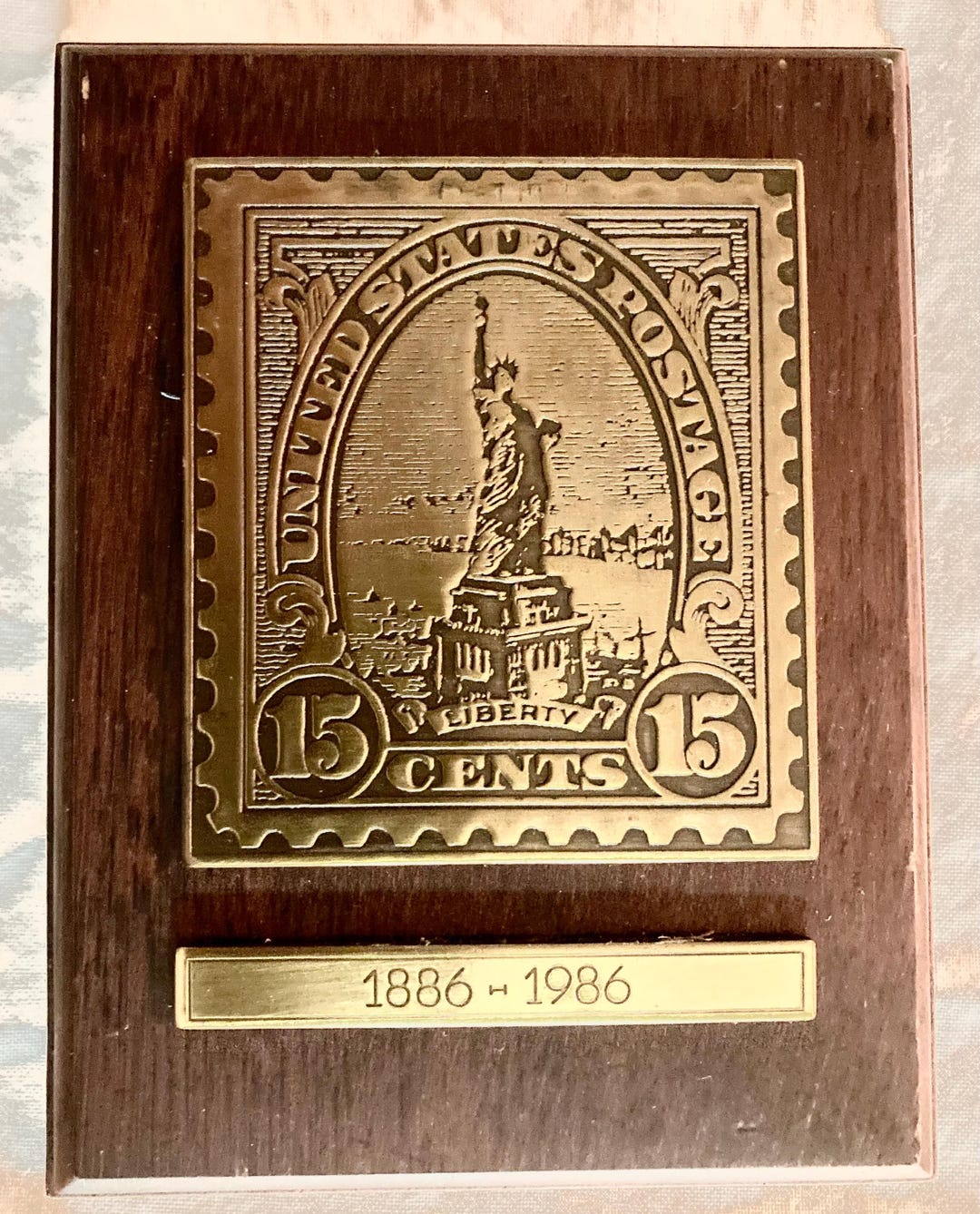 15 Cent Liberty Stamp Wood & Brass Plaque - Etsy