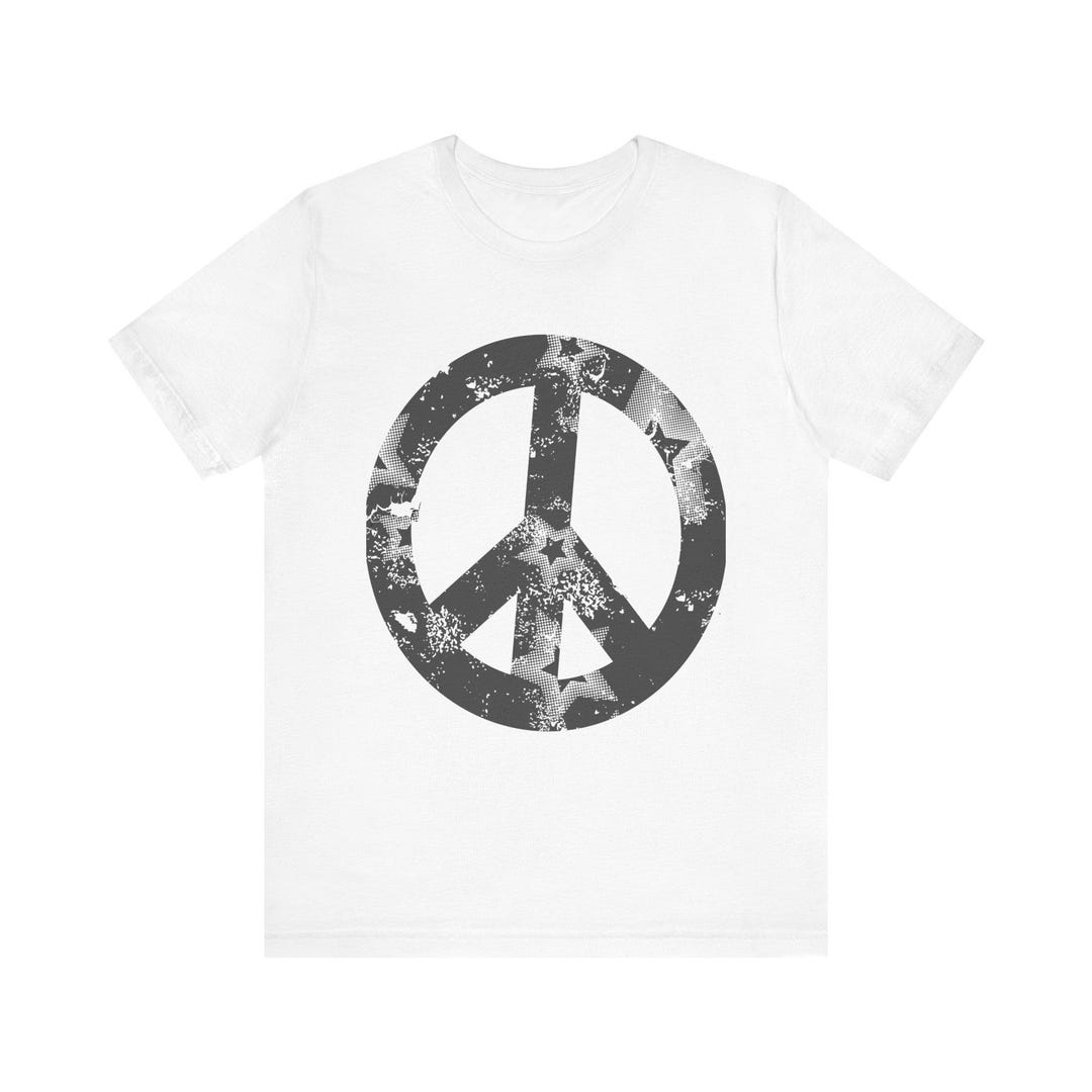 Distressed Peace Sign Cotton T-shirt - Etsy