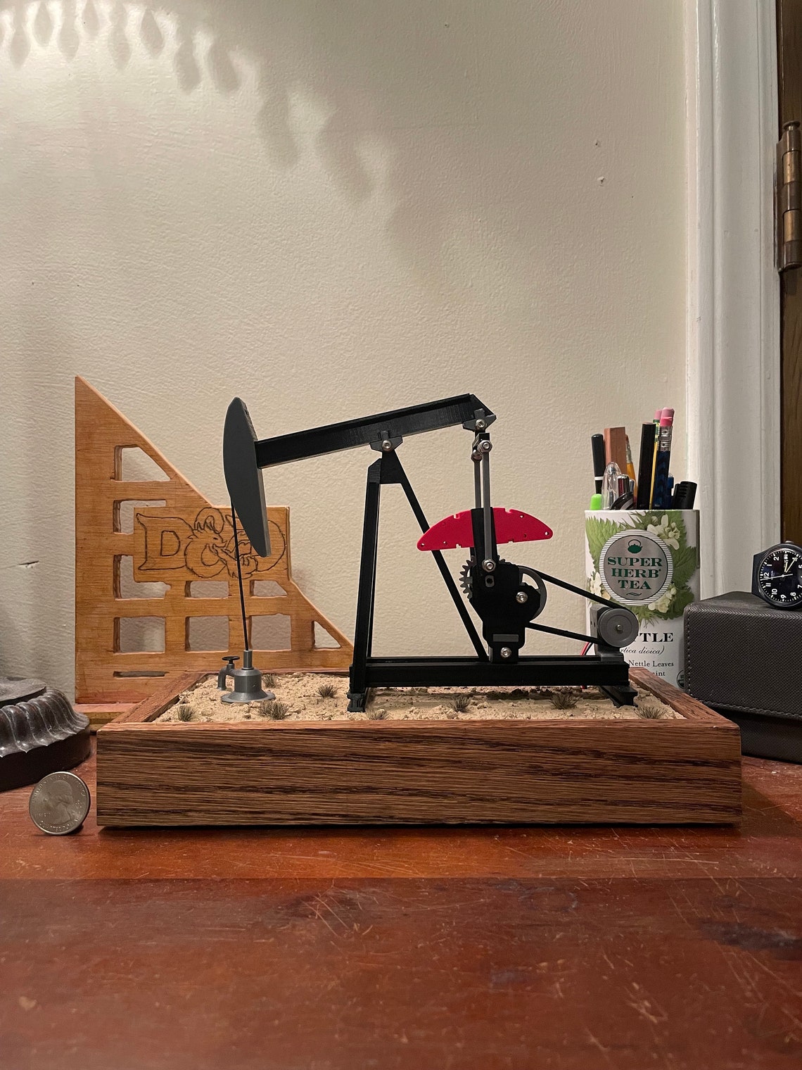 Oil Rig Model |V2| 3d Printed | Motorized Pumpjack | Oil Derrick Decor ...