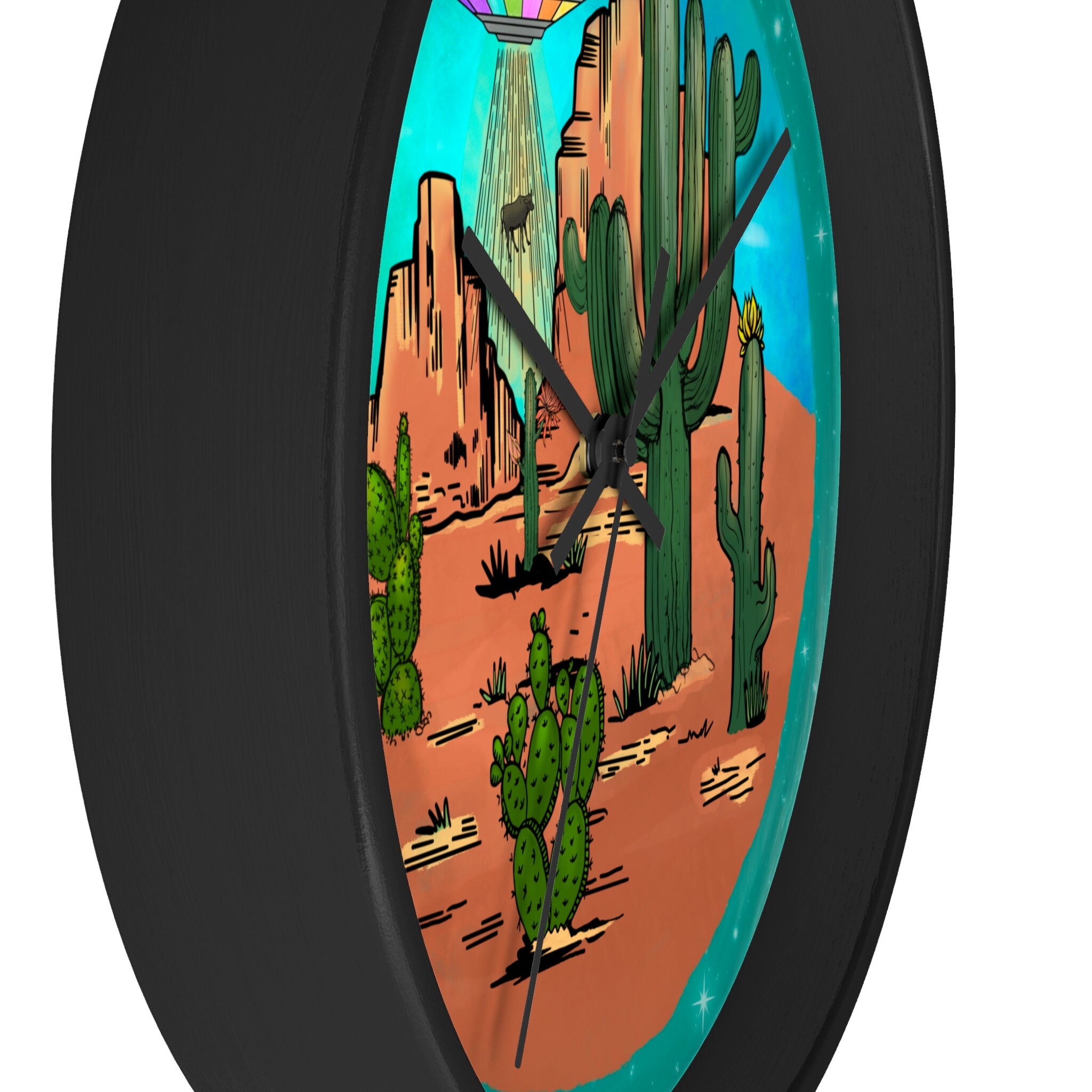 Cow Abduction Wall Clock Desert Cactus Wall Clock Saguaro - Etsy