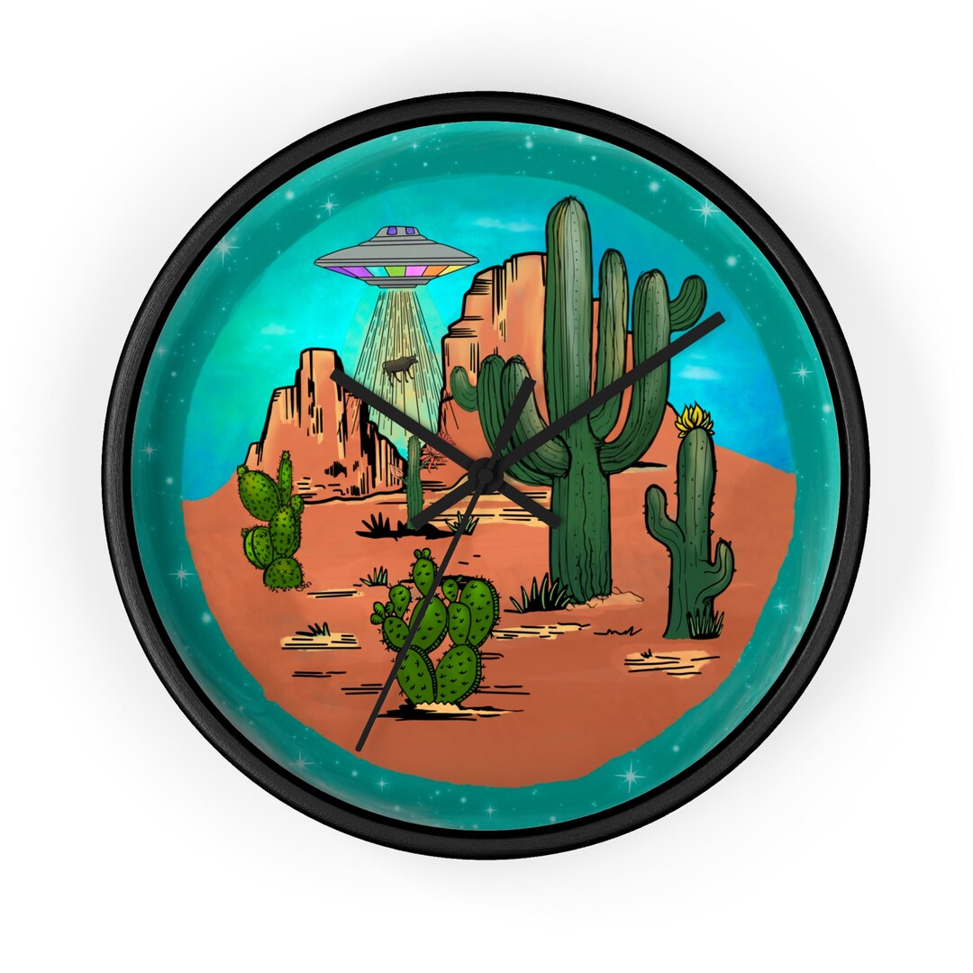Cow Abduction Wall Clock Desert Cactus Wall Clock Saguaro - Etsy