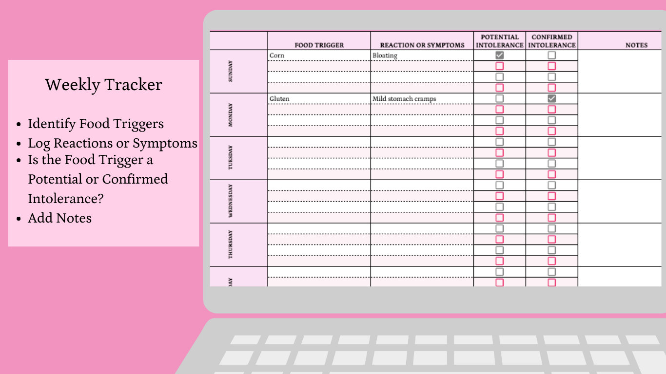 Food Sensitivity Tracker | Digital Food Journal Google Sheets Template ...