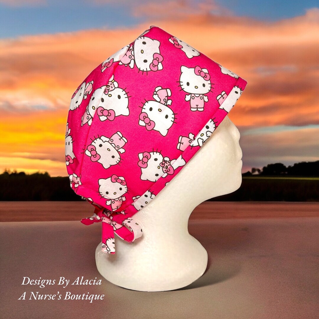 Hello Kitty Hot Pink White Nurse Medical Surgical Scrubs Satin Uniform ...