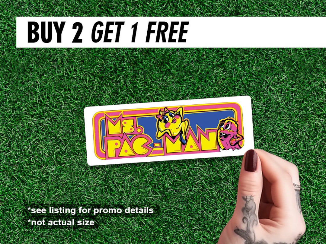 Ms Pac-man Sticker Vintage Retro Gaming Arcade Nerd Art Pun Indie 90s ...