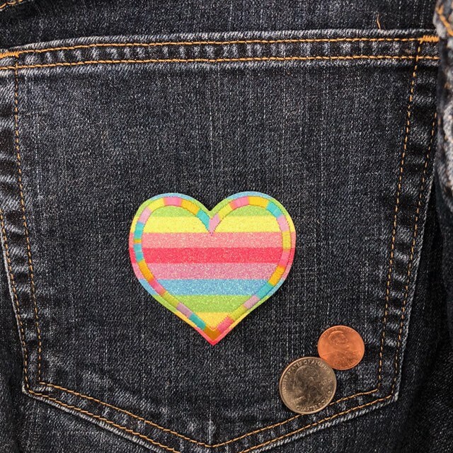 Glitter Rainbow Heart- Iron on Patch - Embroided Patch - Applique - Etsy