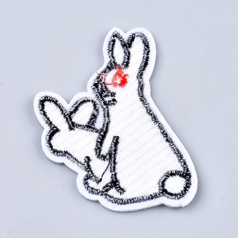 Red Eyed White Rabbit - Iron on Patch - Embroided Patch - Applique - Etsy