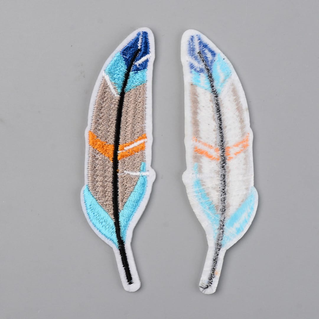 Blue and Brown Feather - Iron on Patch - Embroided Patch - Applique - Etsy