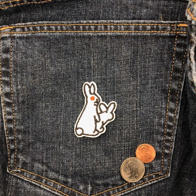 Red Eyed White Rabbit - Iron on Patch - Embroided Patch - Applique - Etsy