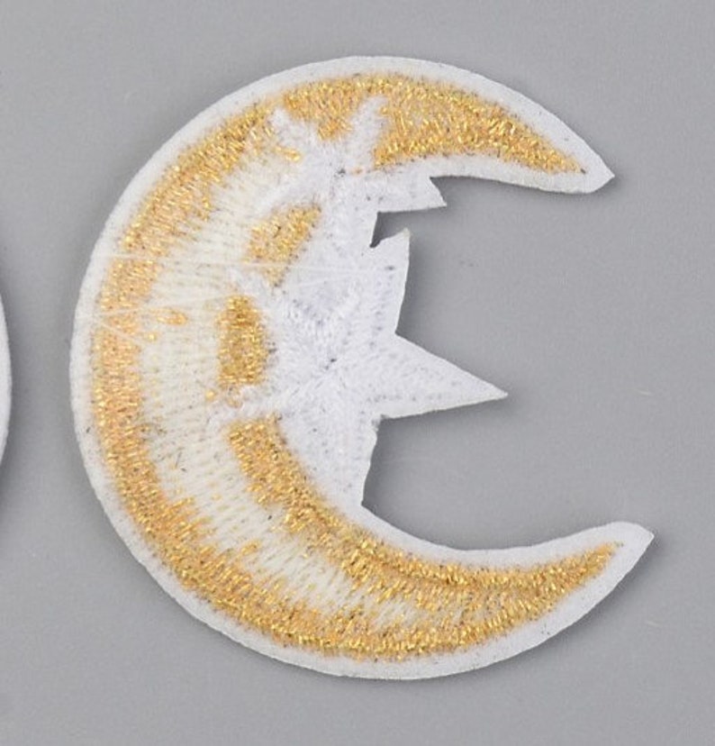 Crescent Moon With Stars(2pack)- Iron on Patch - Embroided Patch ...