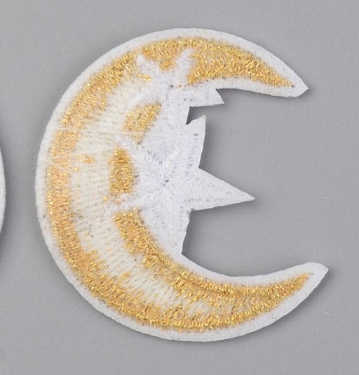 Crescent Moon With Stars(2pack)- Iron on Patch - Embroided Patch ...