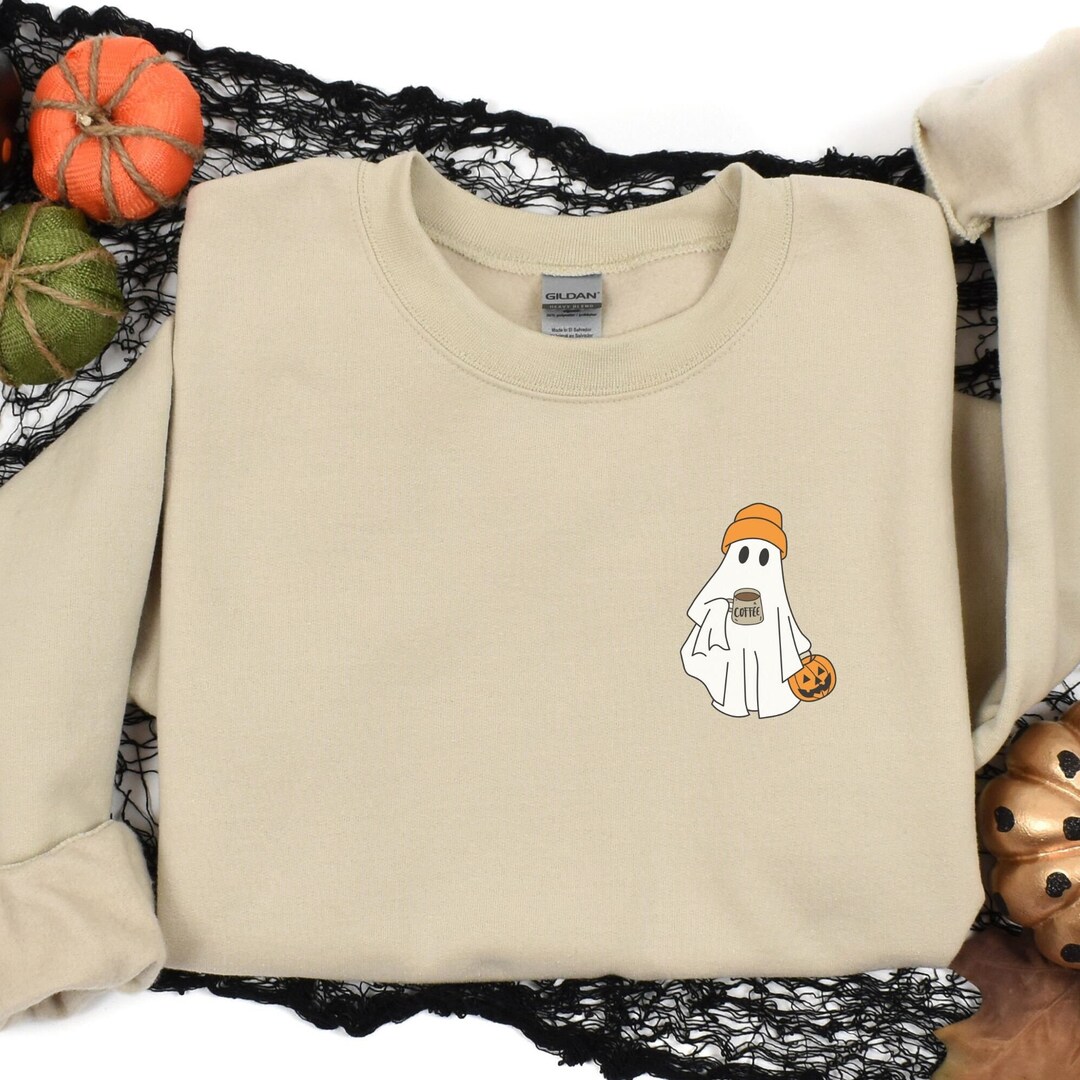 Ghost Coffee Sweatshirt, Cute Spooky Shirt, Ghost Sweatshirt, Spooky ...
