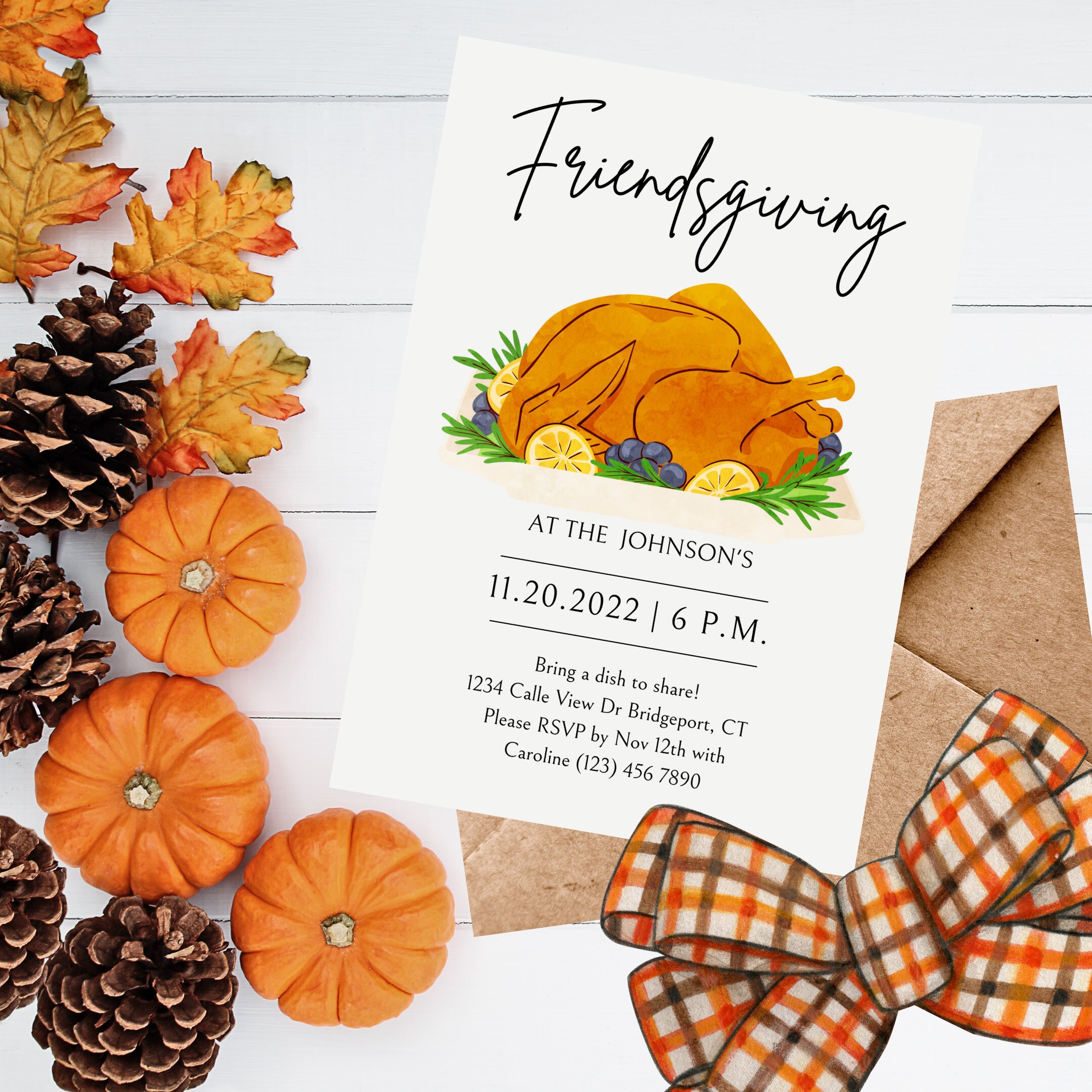 EDITABLE Friendsgiving Invitation, Thanksgiving Invitation - Etsy