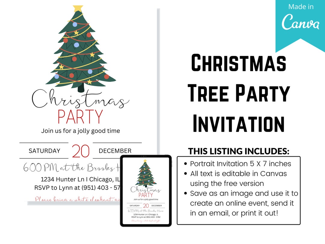 EDITABLE Christmas Tree Party Invitation - Etsy