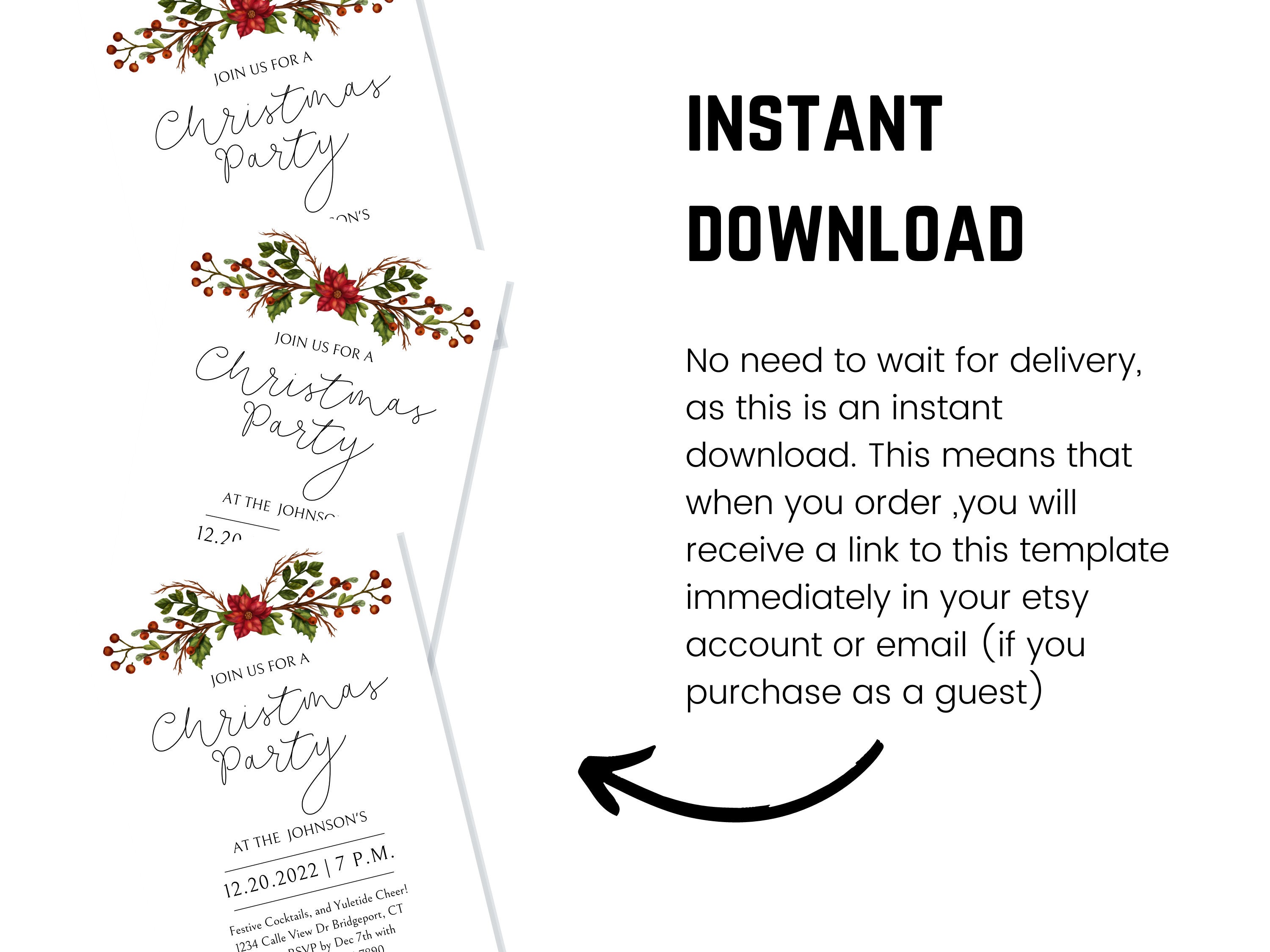 EDITABLE Christmas Party Invitation, PRINTABLE Christmas Party ...
