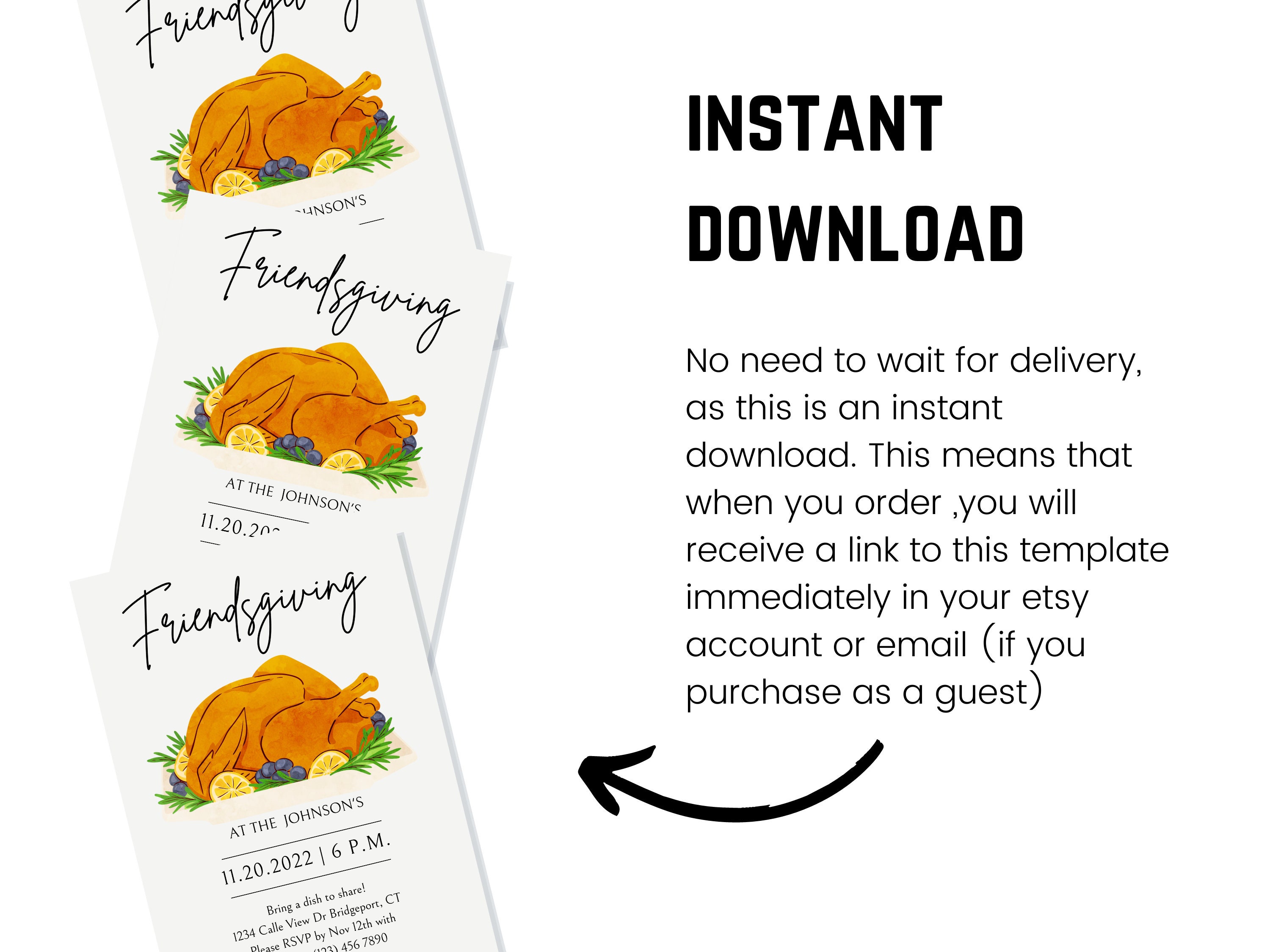 EDITABLE Friendsgiving Invitation, Thanksgiving Invitation - Etsy