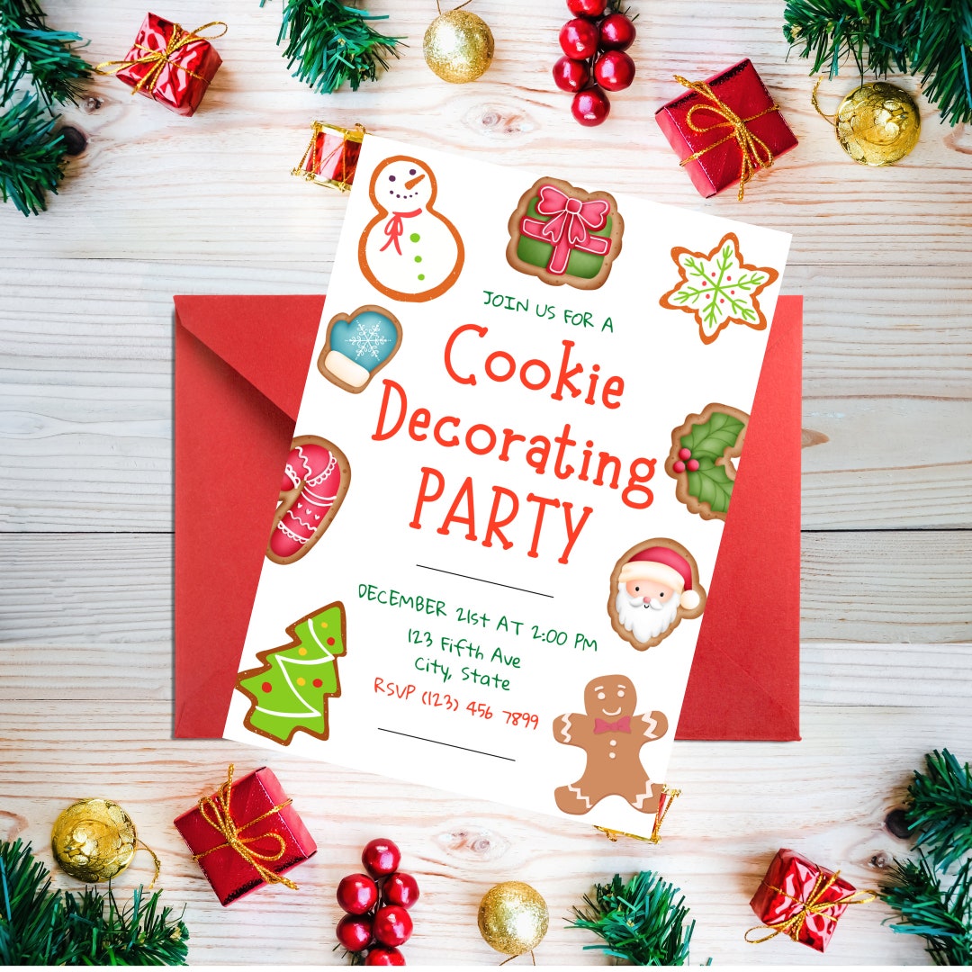 EDITABLE Cookie Decorating Party Invitation; Christmas Cookie ...
