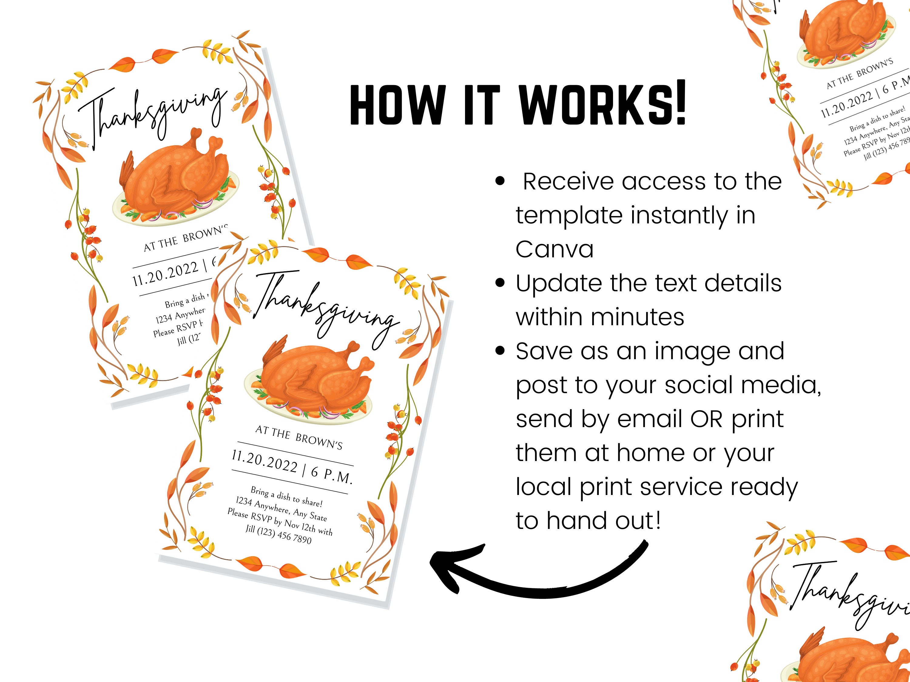 EDITABLE Thanksgiving Invitation, Friendsgiving Invitation - Etsy