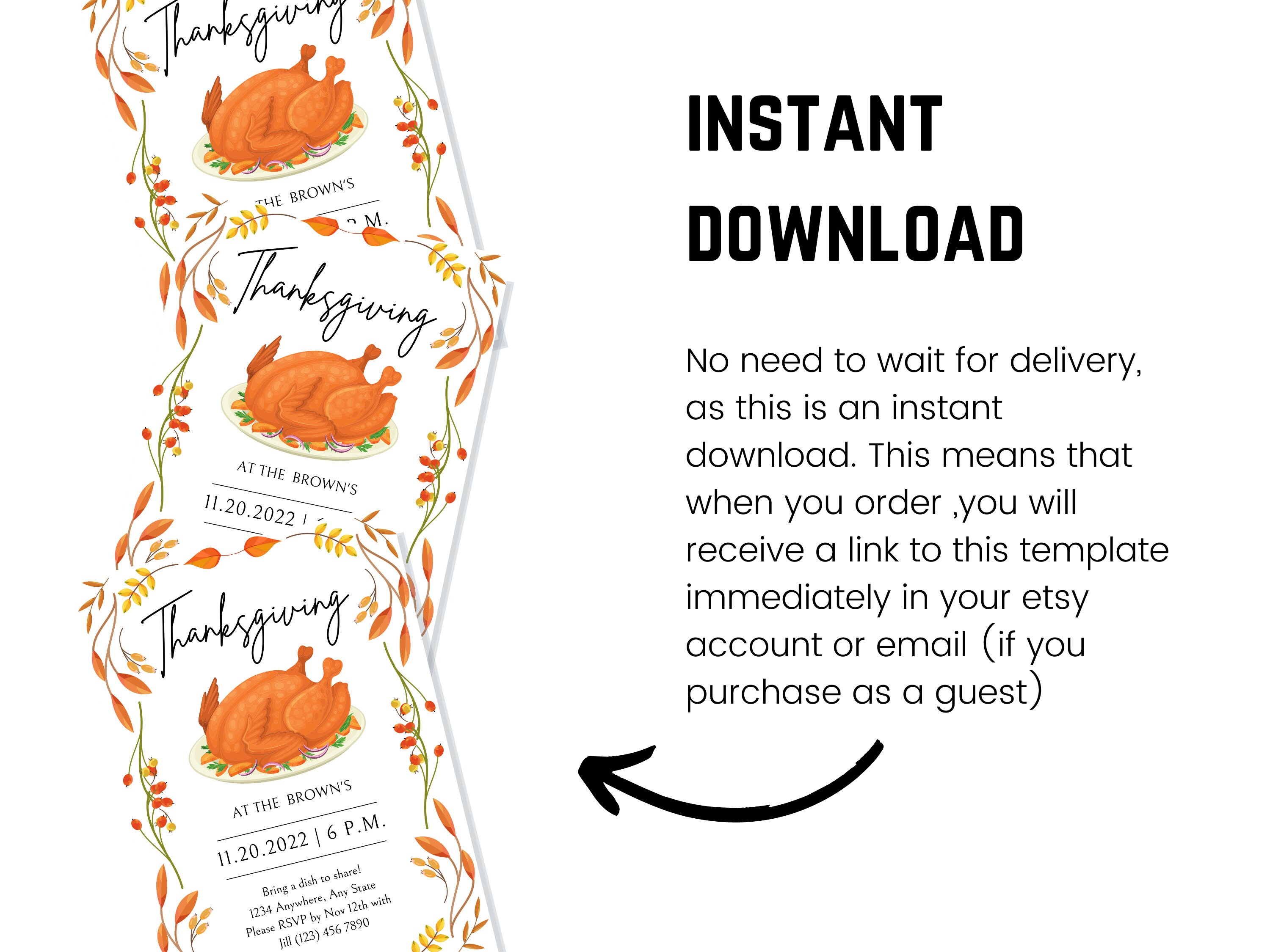 EDITABLE Thanksgiving Invitation, Friendsgiving Invitation - Etsy