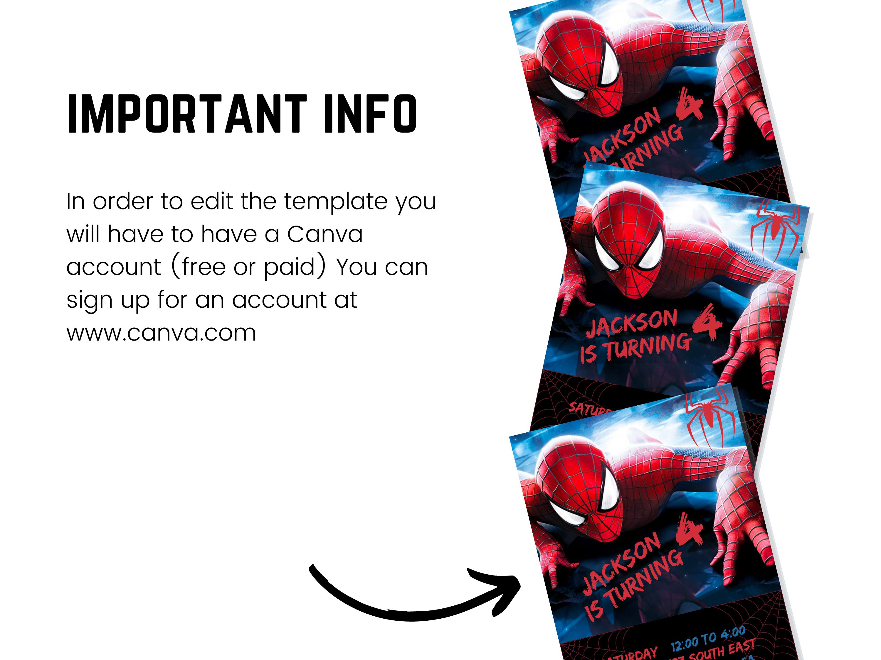 EDITABLE Spiderman Birthday Invitation - Etsy