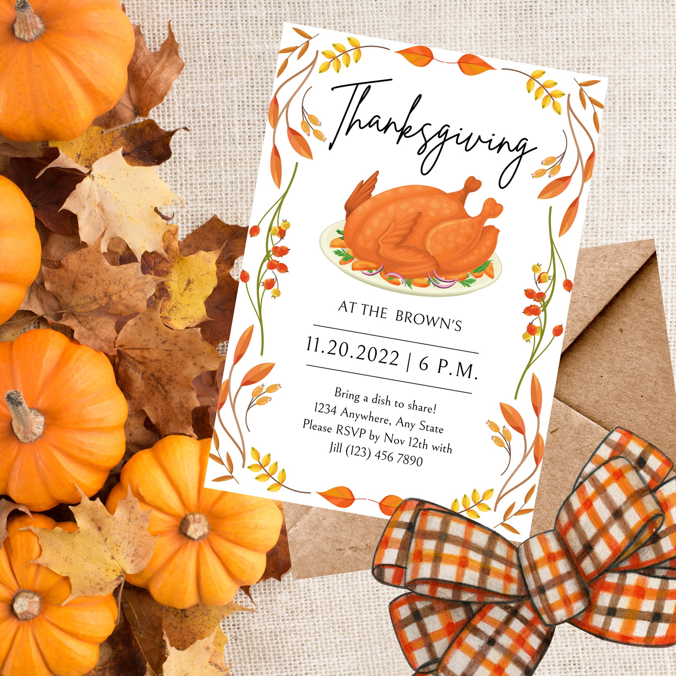EDITABLE Thanksgiving Invitation, Friendsgiving Invitation - Etsy