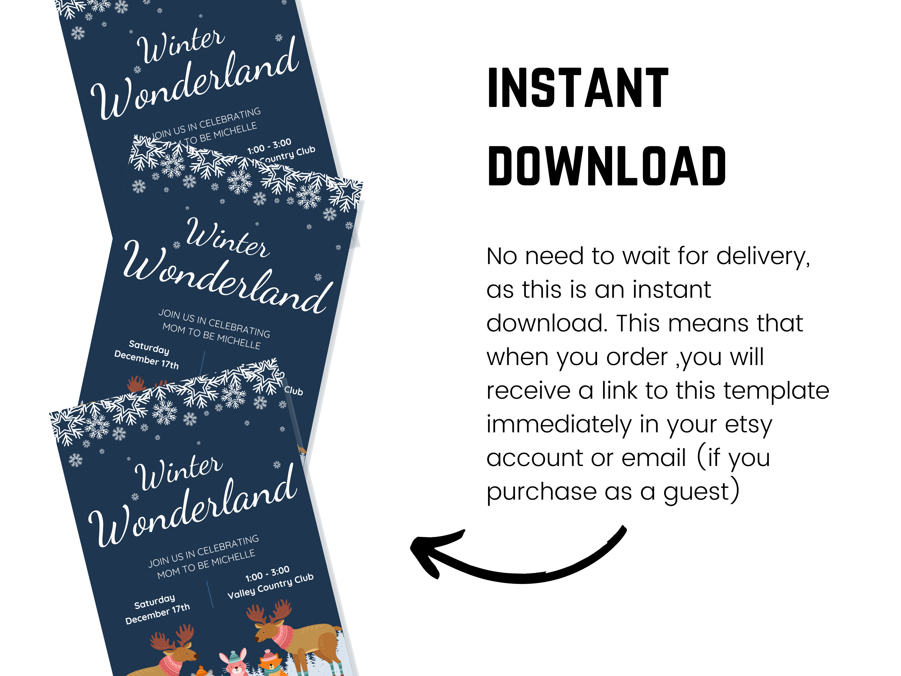 EDITABLE Winter Wonderland Baby Shower Invitation, Winter Baby Shower ...