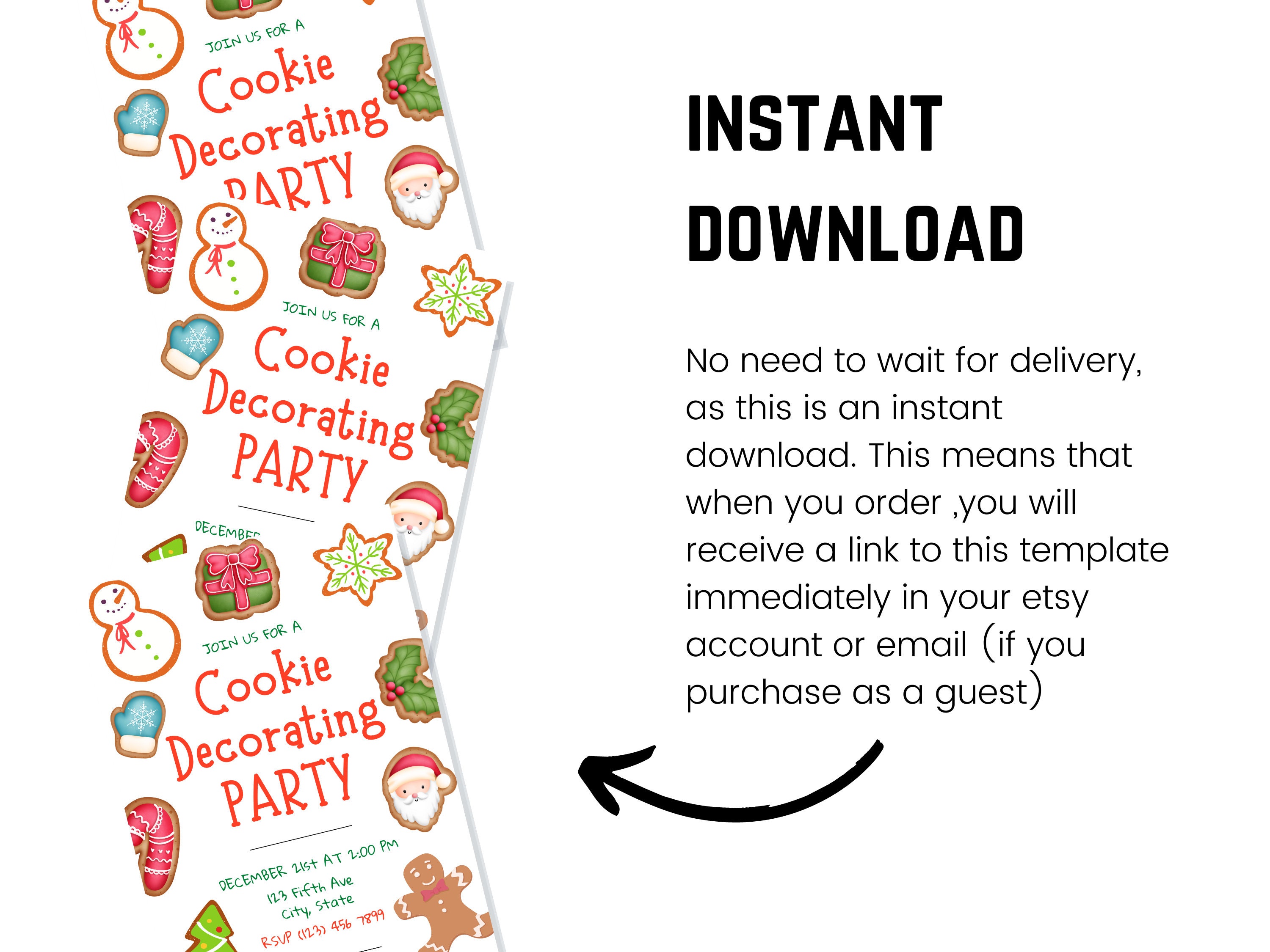 EDITABLE Cookie Decorating Party Invitation; Christmas Cookie ...