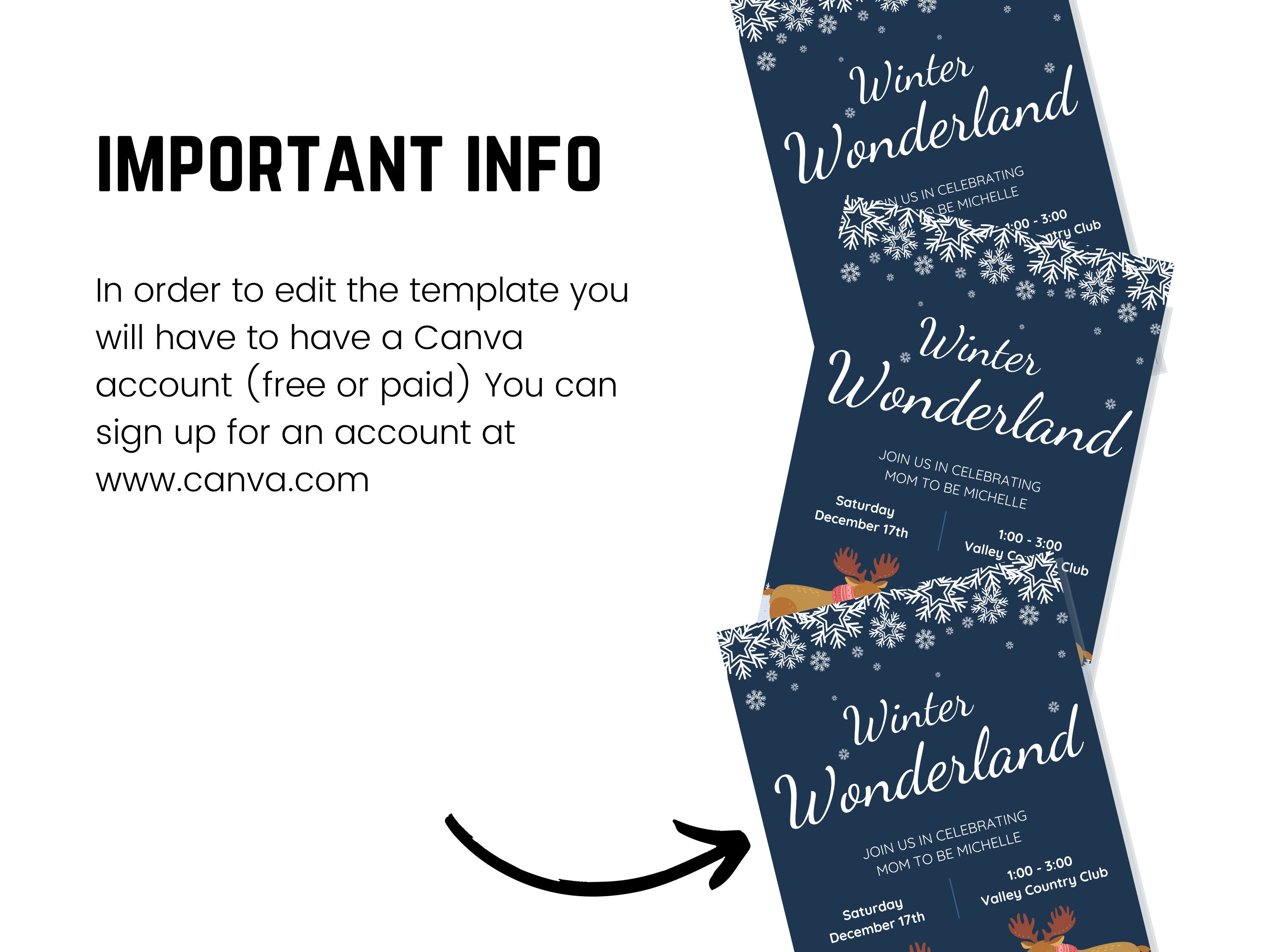 EDITABLE Winter Wonderland Baby Shower Invitation, Winter Baby Shower ...