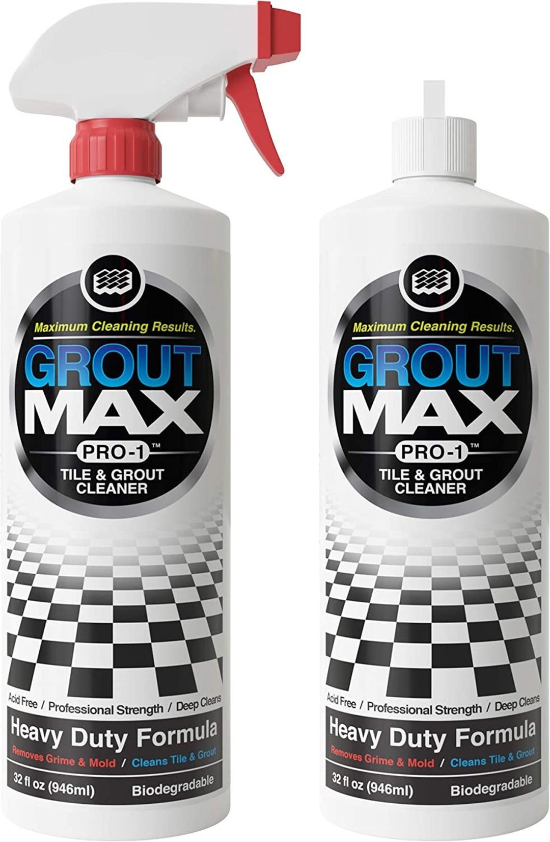GROUT MAX Pro-1 Tile & Grout Cleaner (2 PK/64 Oz Total) Best Grout ...