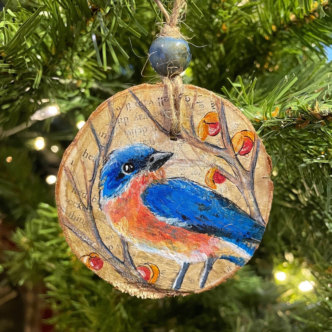 Rustic Wooden Ornament - Eastern Bluebird - Etsy