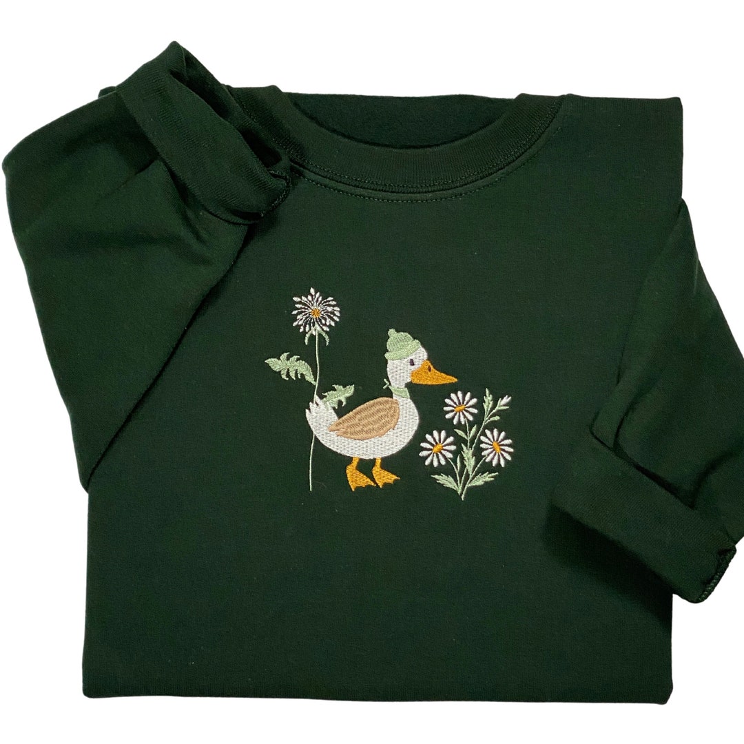 Duck and Daisy Embroidered Sweatshirt, Gift, Cottagecore - Etsy