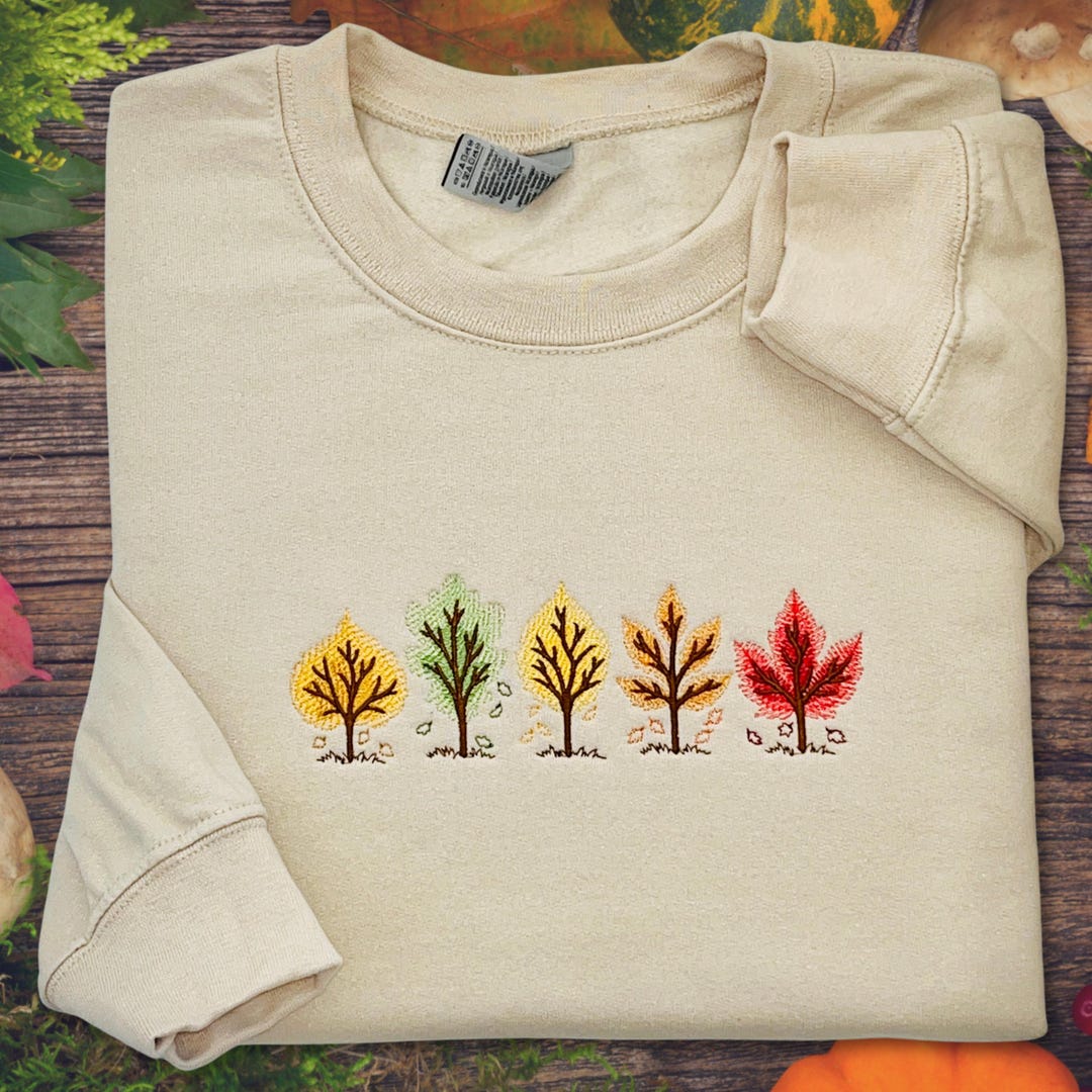 Autumn Leaves Embroidered Sweatshirt, Fall, Cozy Sweatshirt, Gift - Etsy