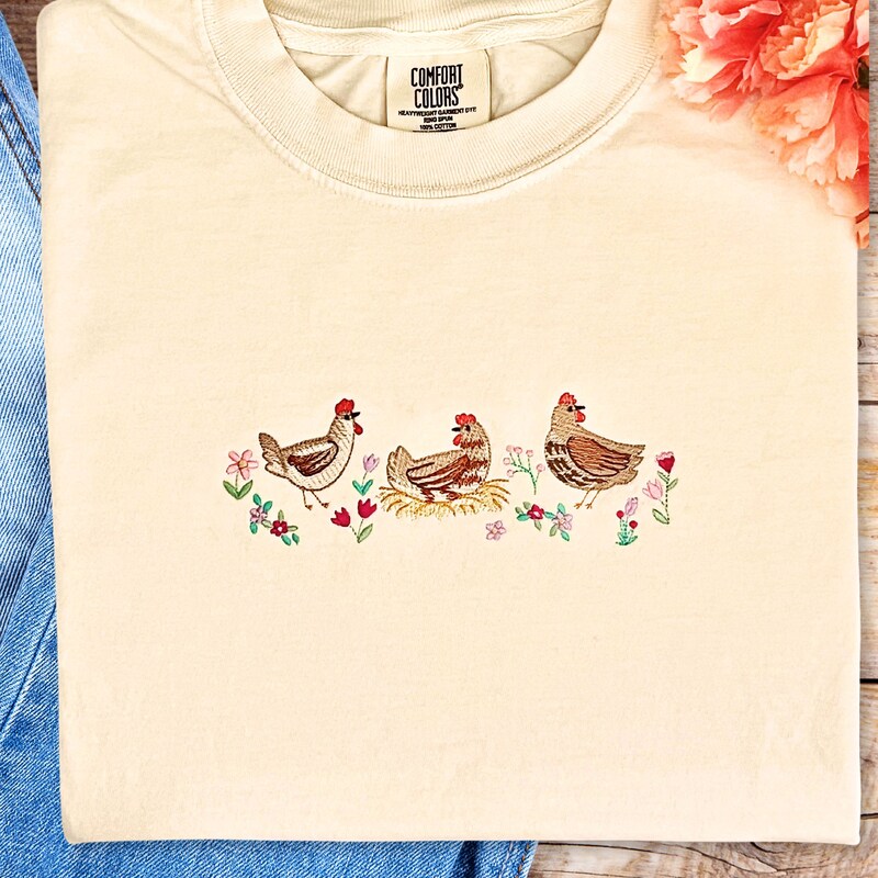 Embroidered Chicken - Etsy