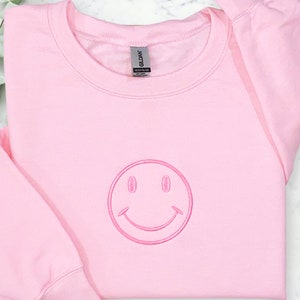 Smiley Face Embroidered Sweatshirt, Smile Crewneck, Gift - Etsy