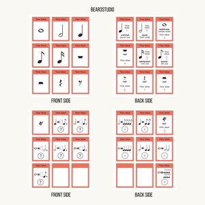 Music Theory Flashcards Printable | Music Time Value and Rests Learning ...